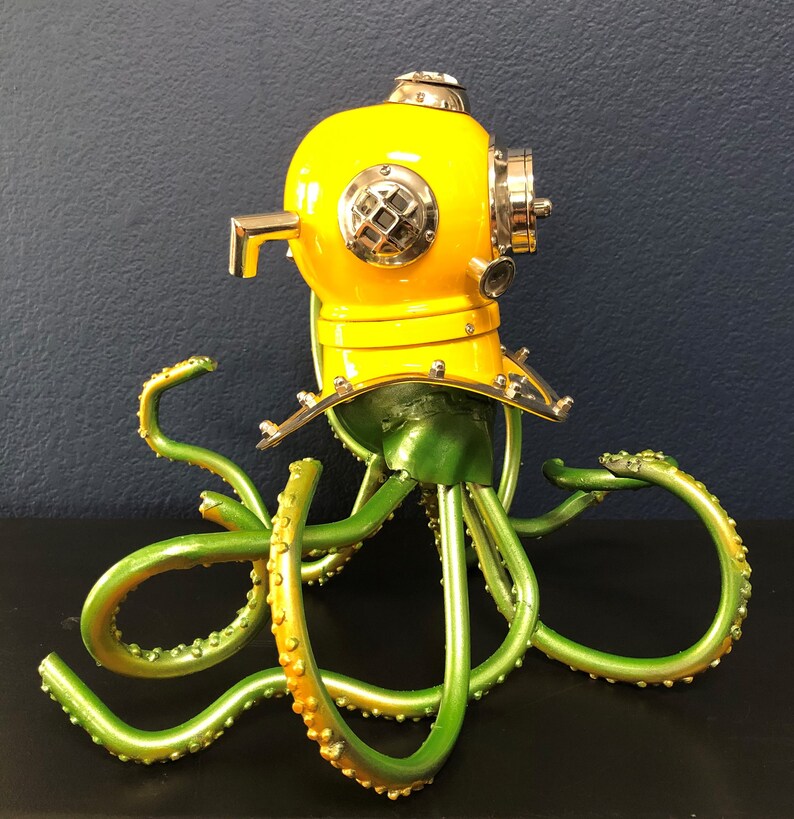 Octopus/ Diving Helmet/ Ocean Art/ Sea Monster/ Tranquil/ Unique ...