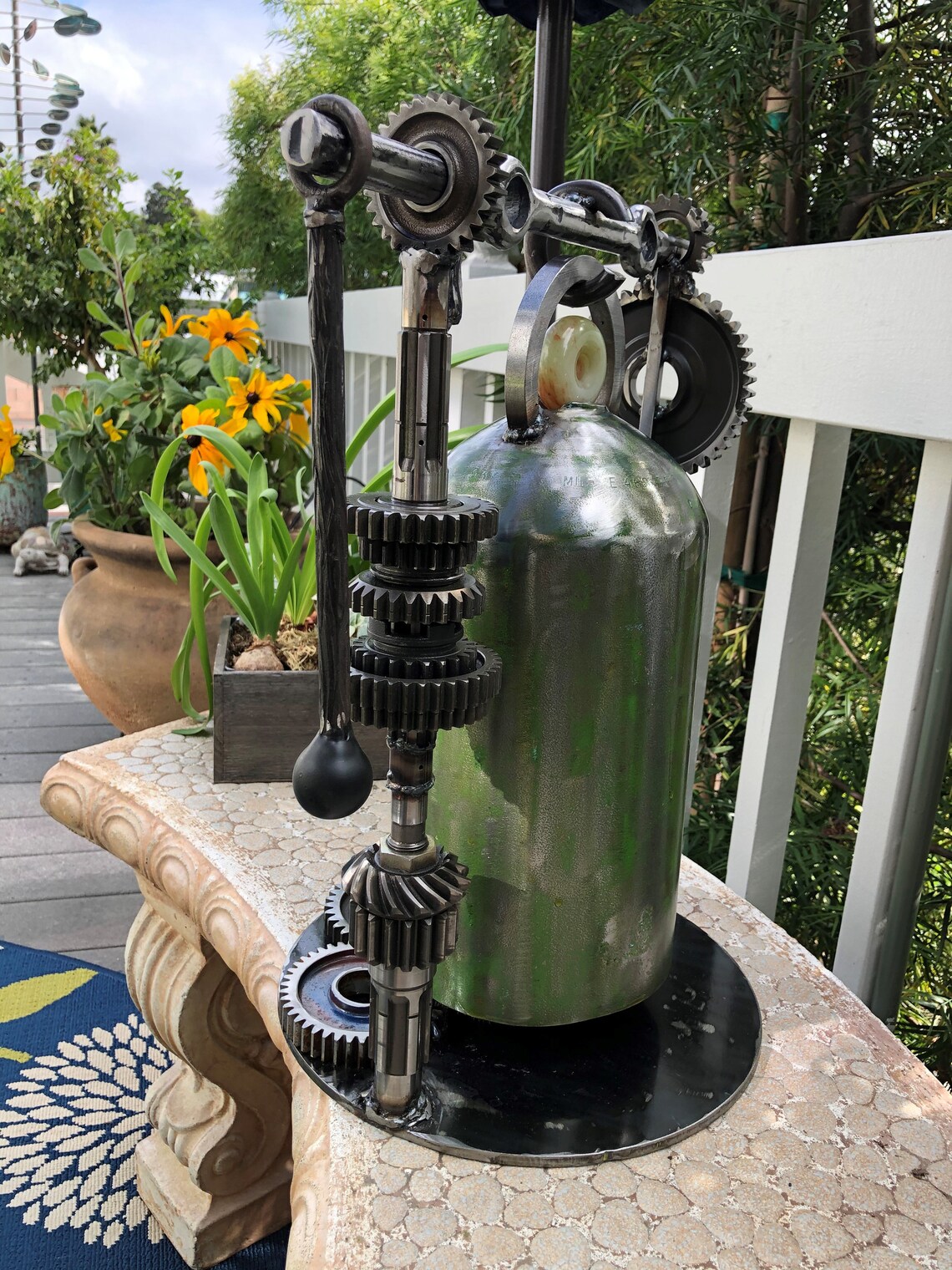 Steel & Glass CO2 Tank Bell Dinner Chime/unique Art/ Repurposed ...