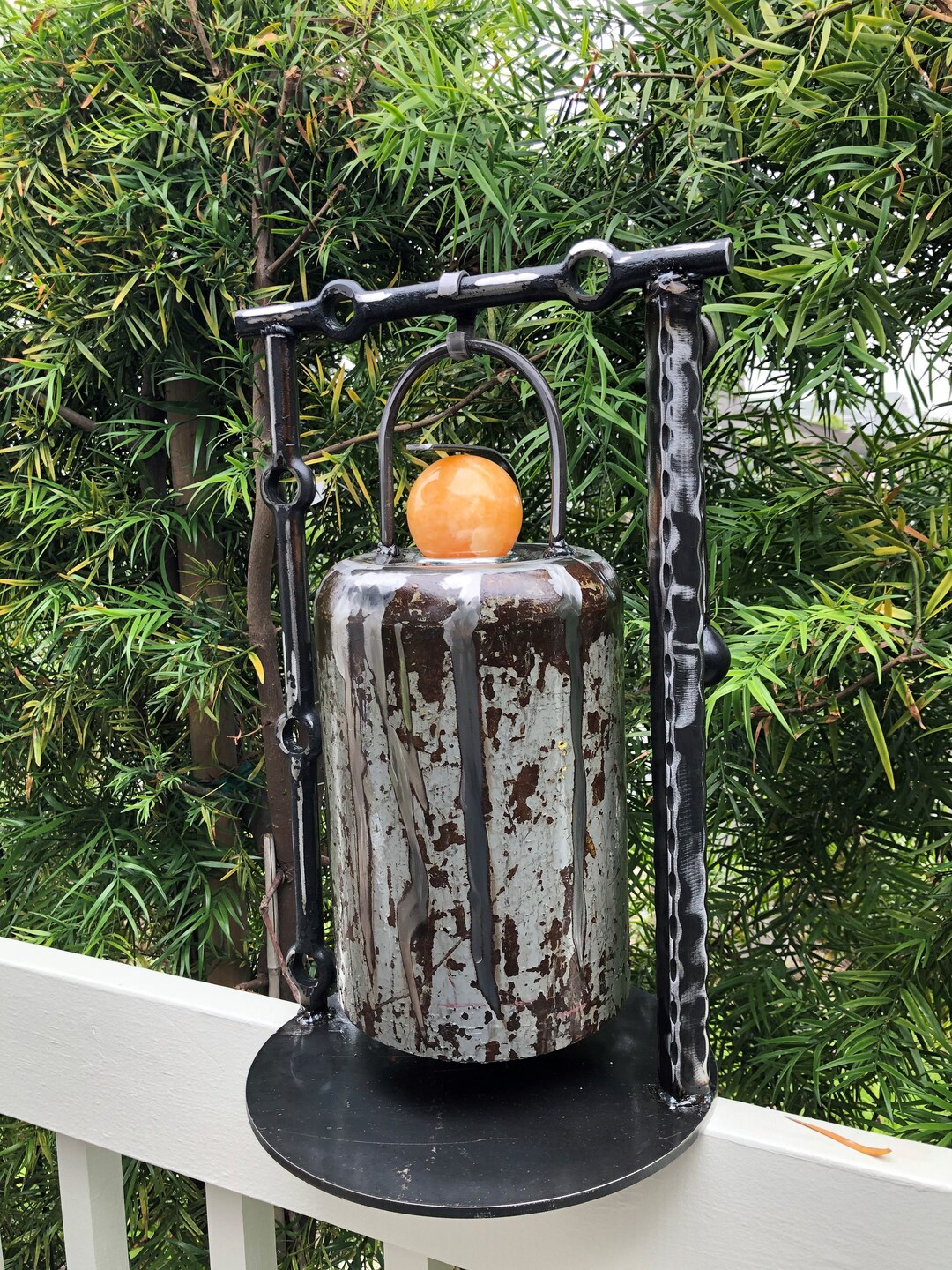 Steel & Glass CO2 Tank Bell Dinner Chime/unique Art/ Repurposed ...