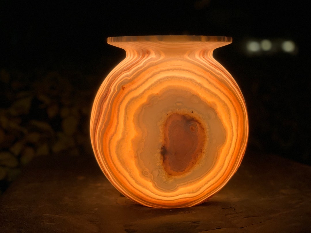 Alabaster Table Lamp - 100 % Natural Stone - Incredible Natural Veins ...