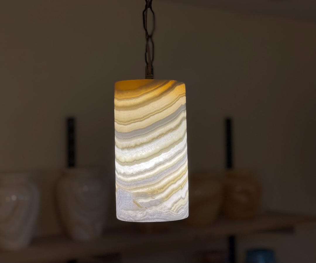 Alabaster Hanging Lamp - Pendant Light - Beautiful Natural Colors ...