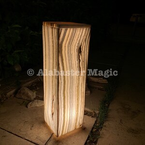 Alabaster Lamp - Box Shape - Unique Piece - Beautiful Colors - Natural ...