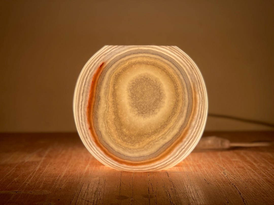 Round Alabaster Lamp / Table Lamp - Egyptian Alabaster - Etsy
