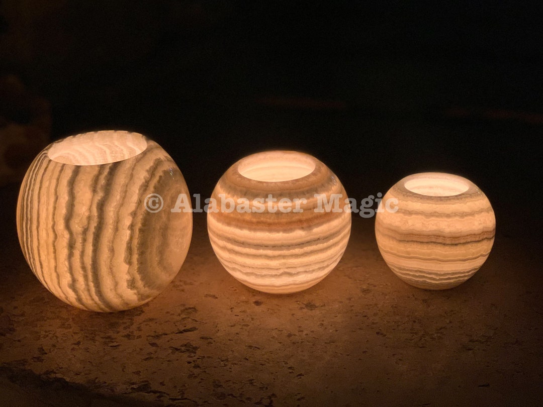 Alabaster Candle Holder Votive Holder Round Alabaster , Beautiful Gift ...