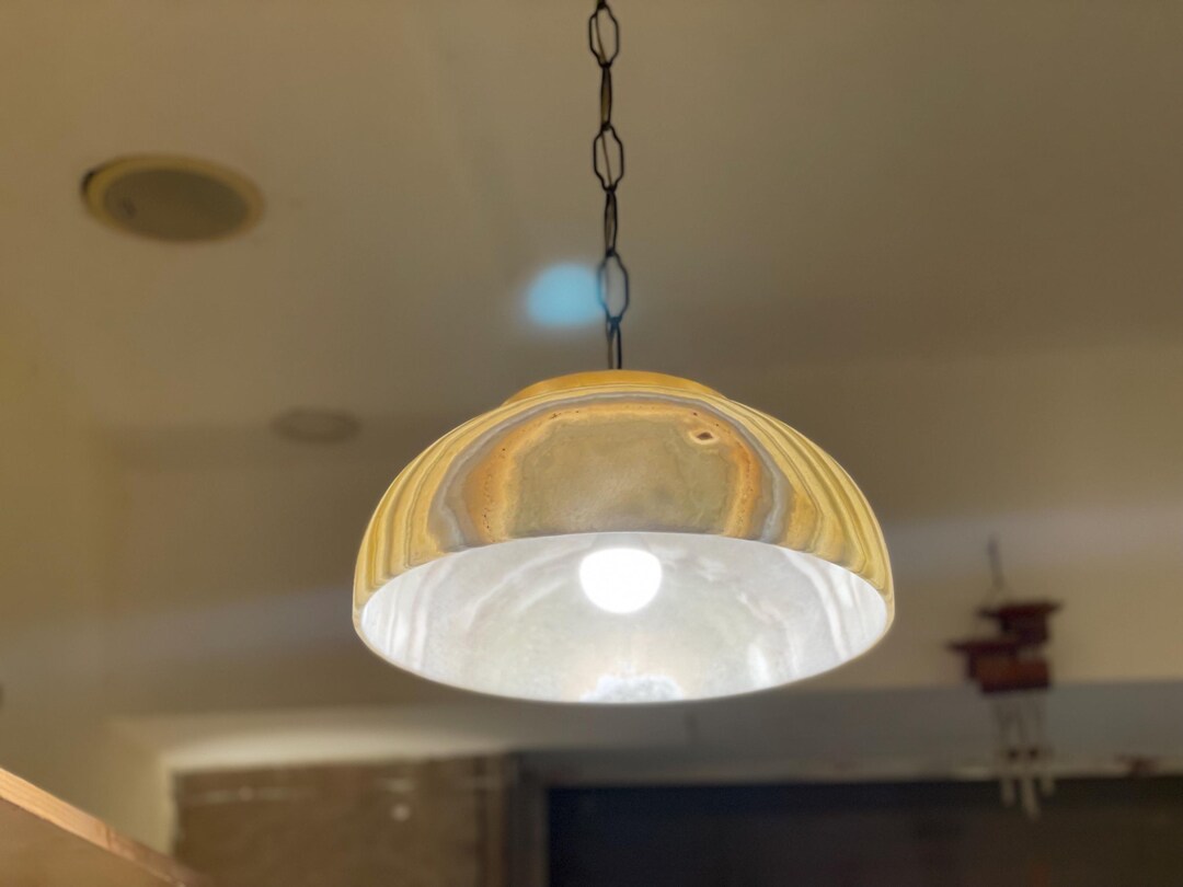 Alabaster Pendant Lamp - Egyptian Alabaster - Solid Piece of Stone ...