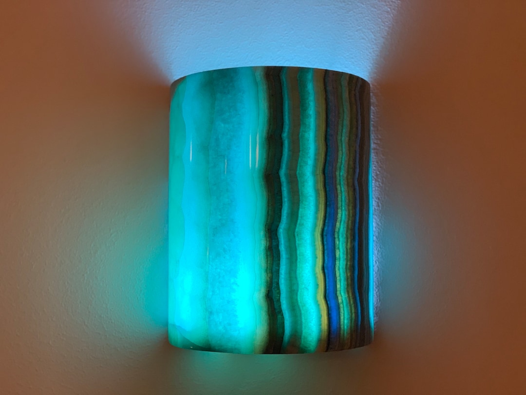 Blue Alabaster Shade Wall Scones Handmade Egyptian Alabaster - Etsy