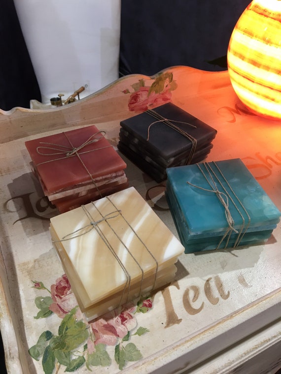 Incredible Alabaster Coasters / natural stone / 100 % natural | Etsy