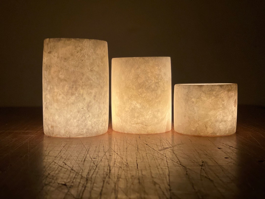 Handmade Egyptian Alabaster White Alabaster Cylinder Shape Natural ...