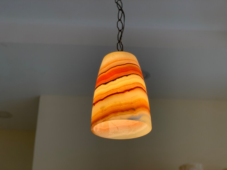Alabaster Hanging Lamp Pendant Light Beautiful Natural - Etsy
