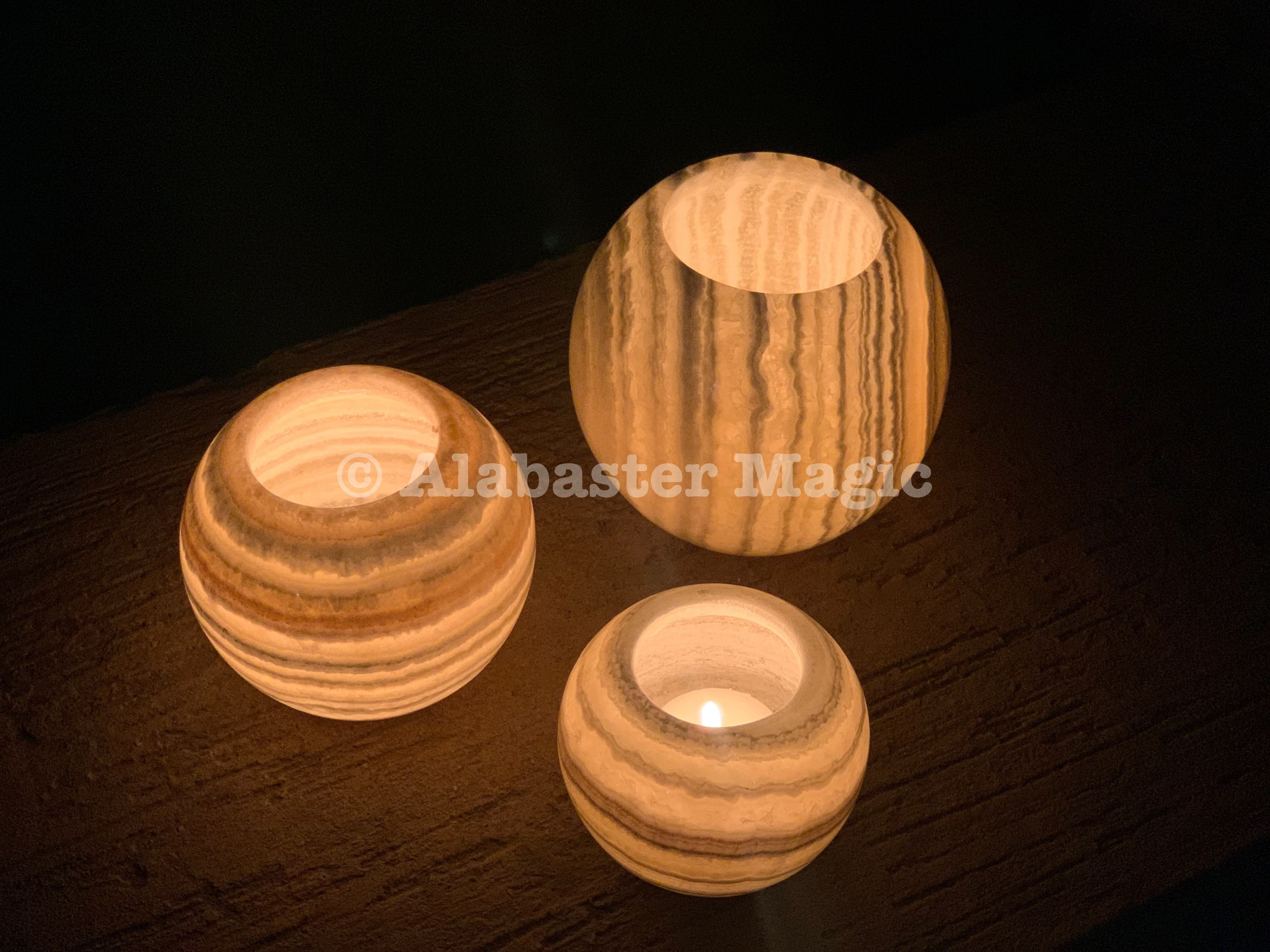Alabaster Candle Holder Votive Holder Round Alabaster | Etsy