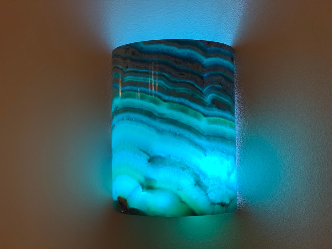 Blue Alabaster Shade Wall Scones Handmade Egyptian - Etsy