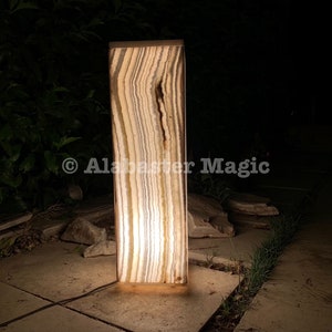 Alabaster Lamp - Box Shape - Unique Piece - Beautiful Colors - Natural ...