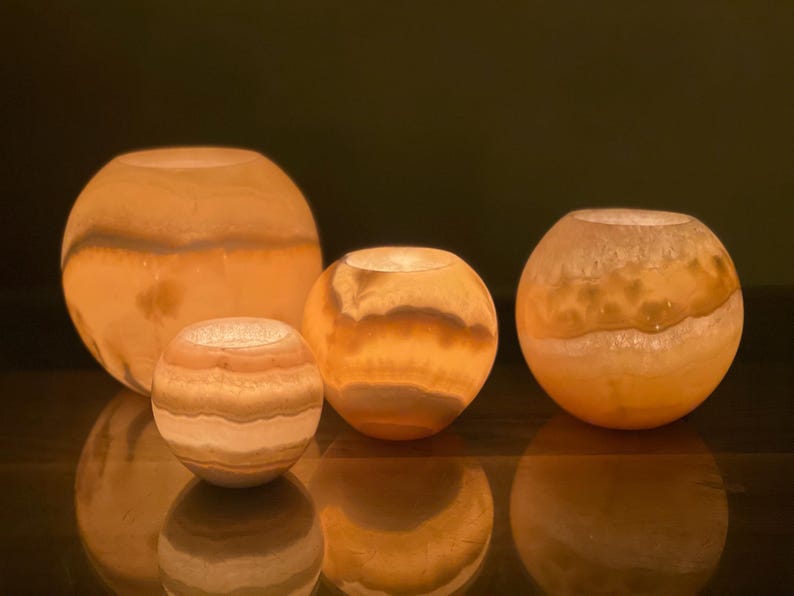 Tea Light Holders - Egyptian Alabaster - Candle Holder - Votive Holder ...