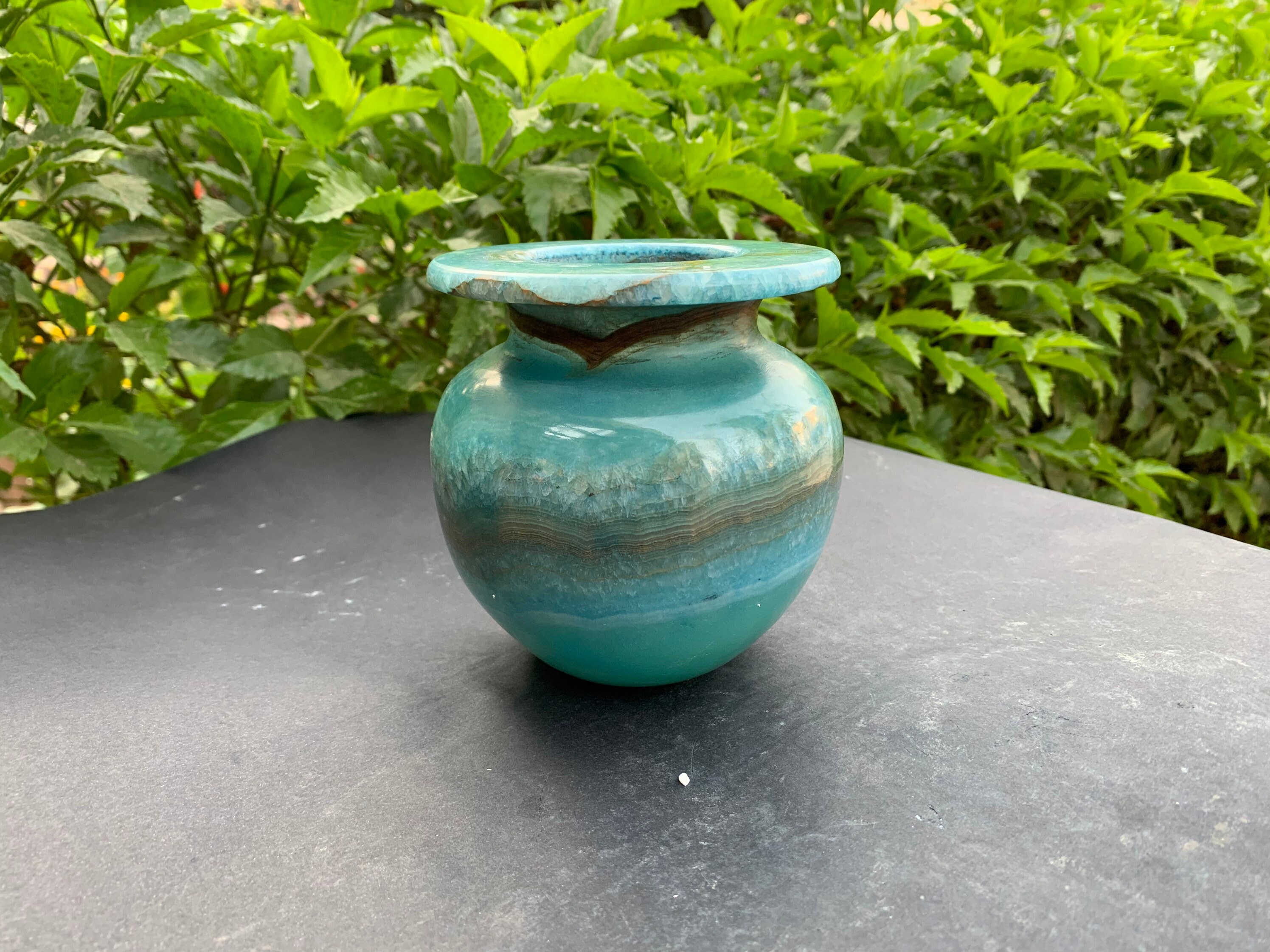 Blue Alabaster vase / unique stone / unique colors/ 100 % | Etsy