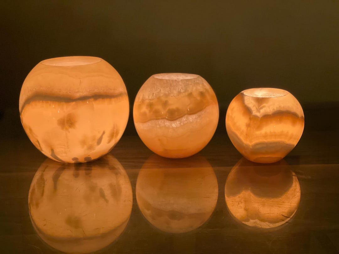 Tea Light Holders - Egyptian Alabaster - Candle Holder - Votive Holder ...