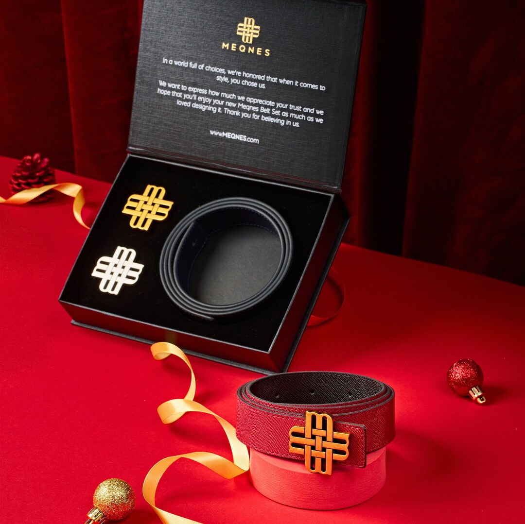 Belt Gift Set in Premium Italian Leather Reversible With ...