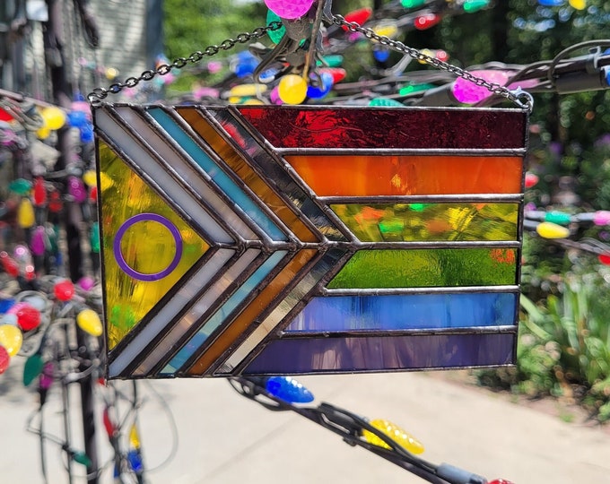 Stained Glass Pride Flag LGBTQ Sun Catcher Panel 11 X 8.5 Rainbow ...