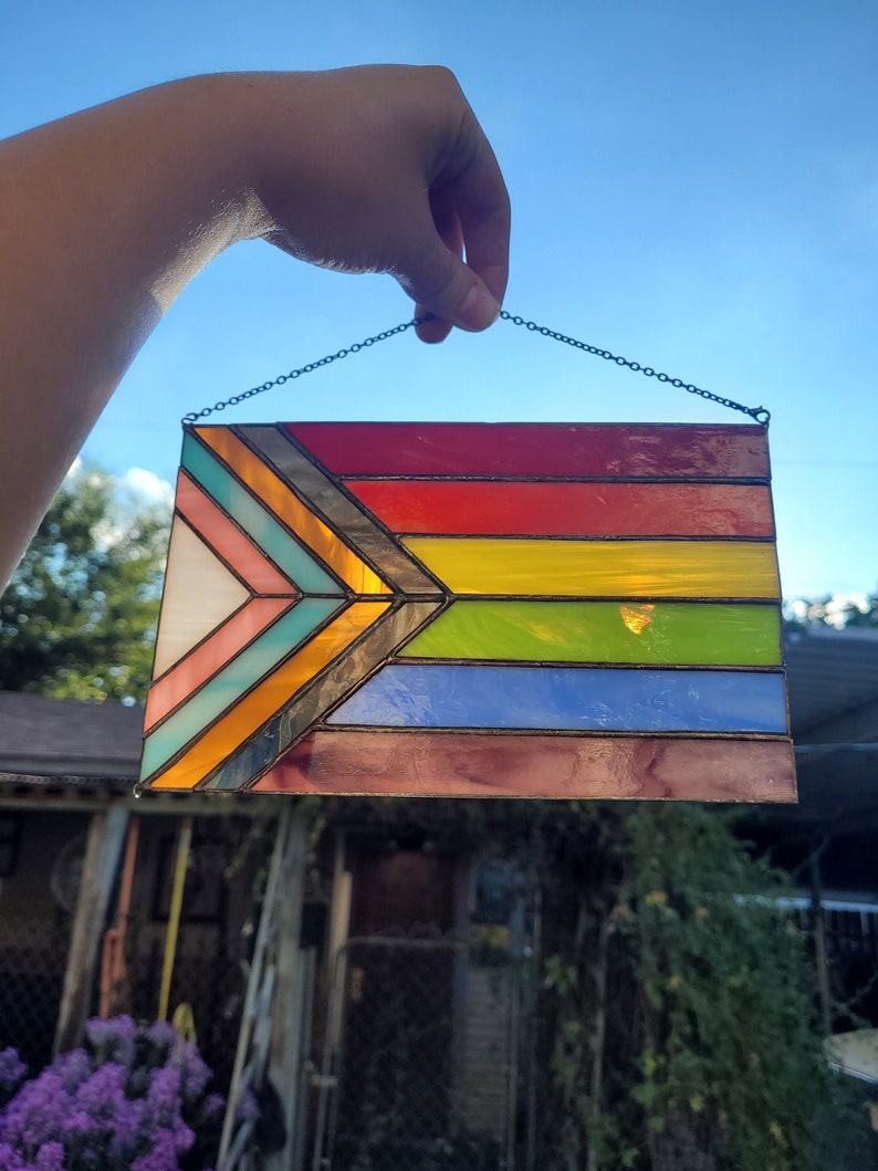 Progress Pride Stained Glass Flag - Etsy