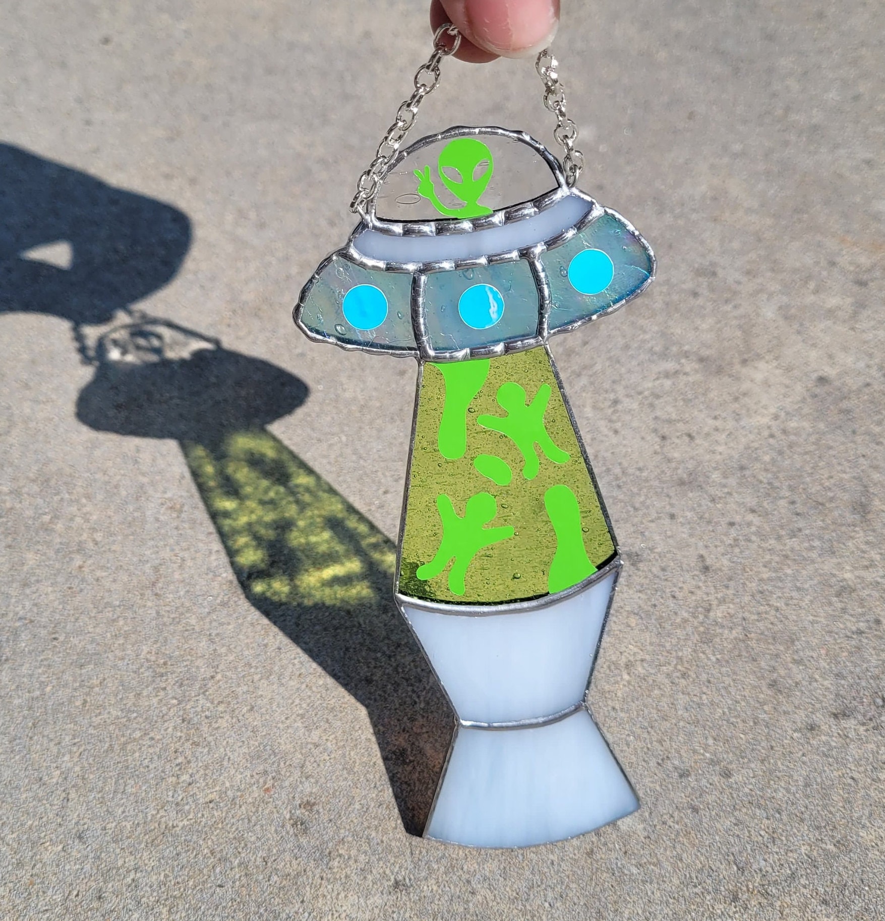 UFO Alien Lava Lamp Stained Glass Suncatcher Made to Order - Etsy