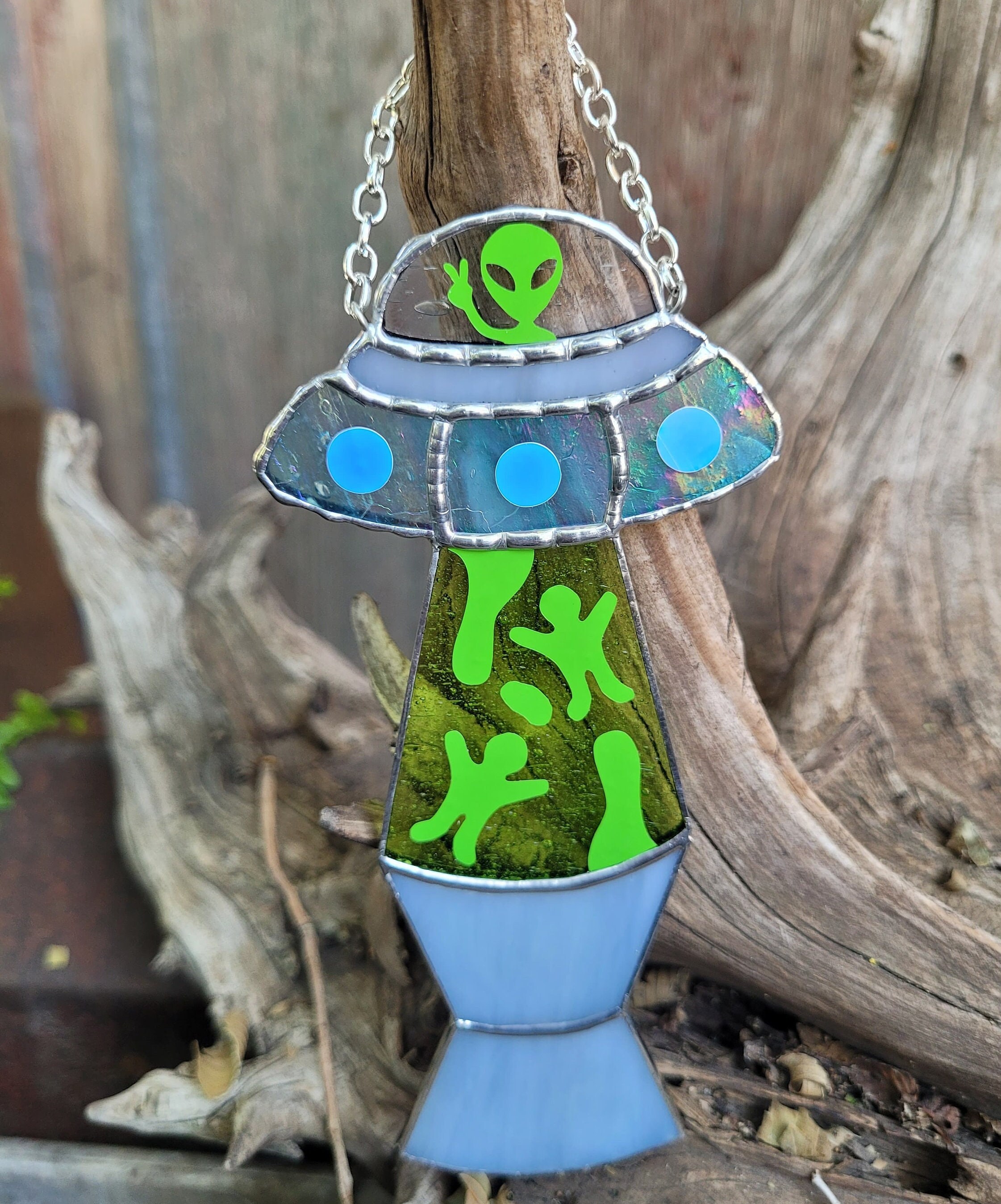 UFO Alien Lava Lamp Stained Glass Suncatcher Made to Order - Etsy