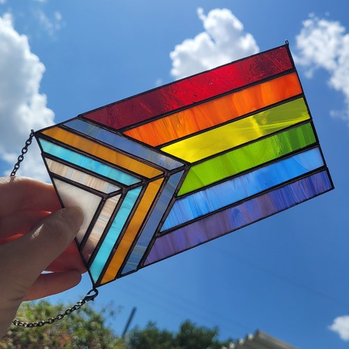 Stained Glass Pride Flag LGBTQ Sun Catcher Panel 11 X - Etsy