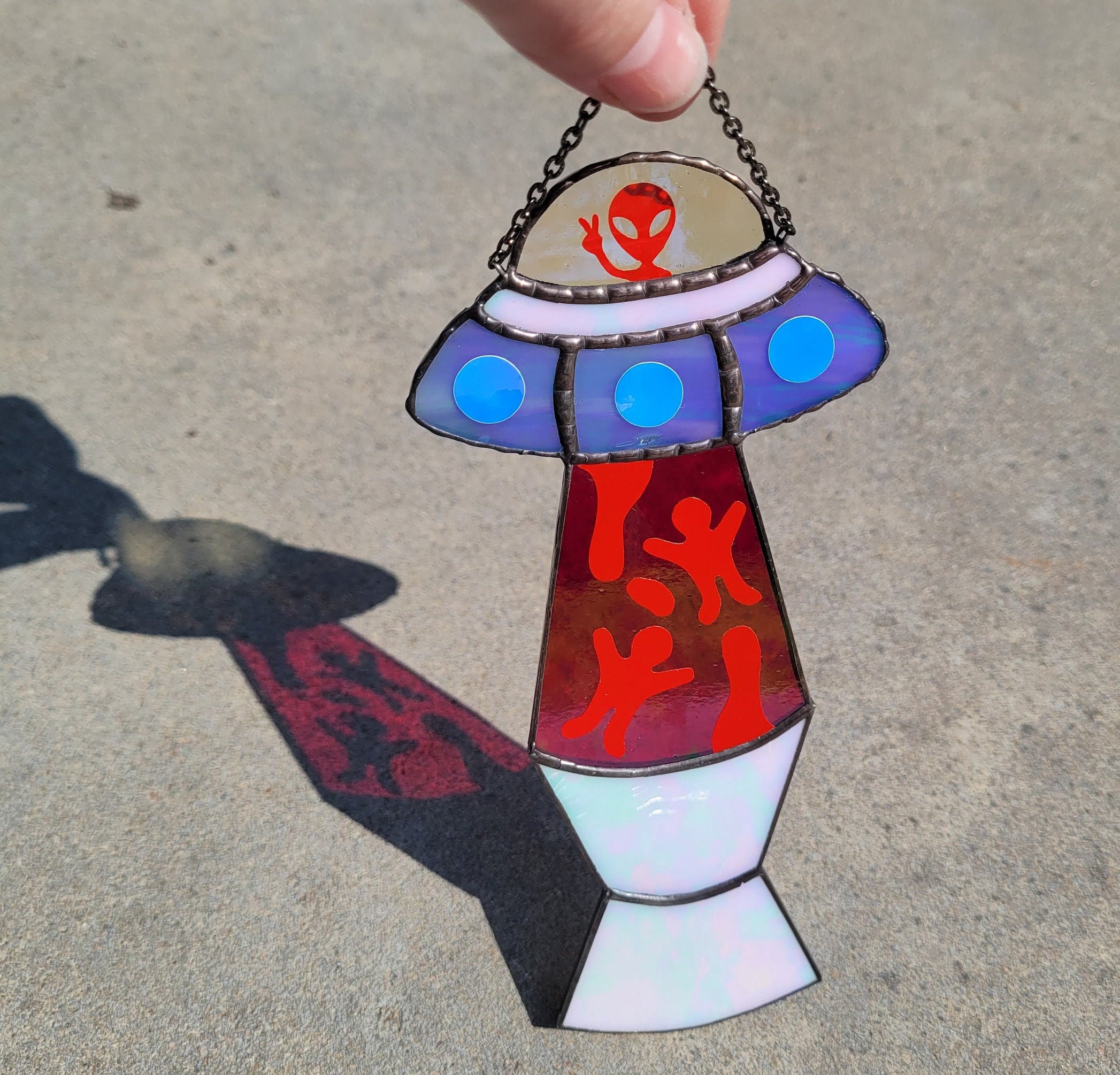 UFO Alien Lava Lamp Stained Glass Suncatcher Made to Order - Etsy