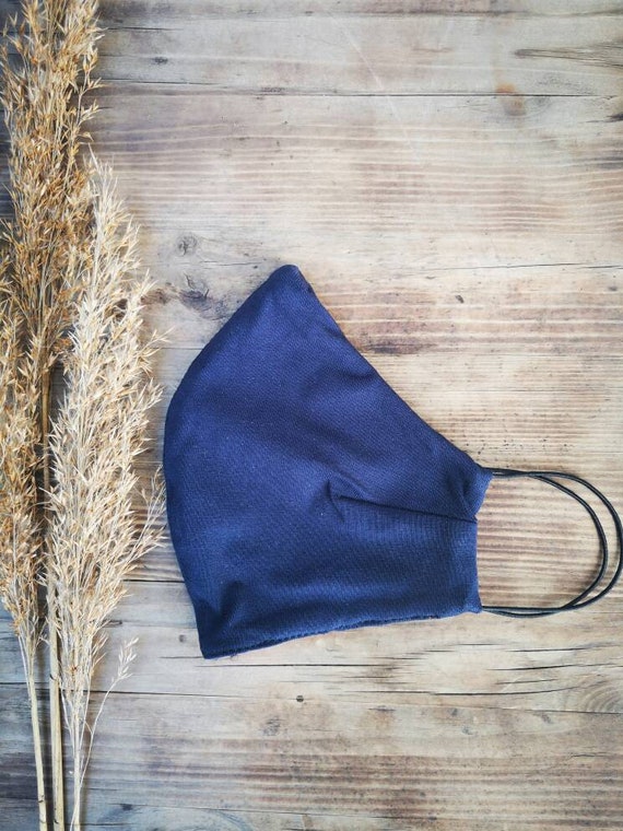 Plain navy blue face mask | Etsy