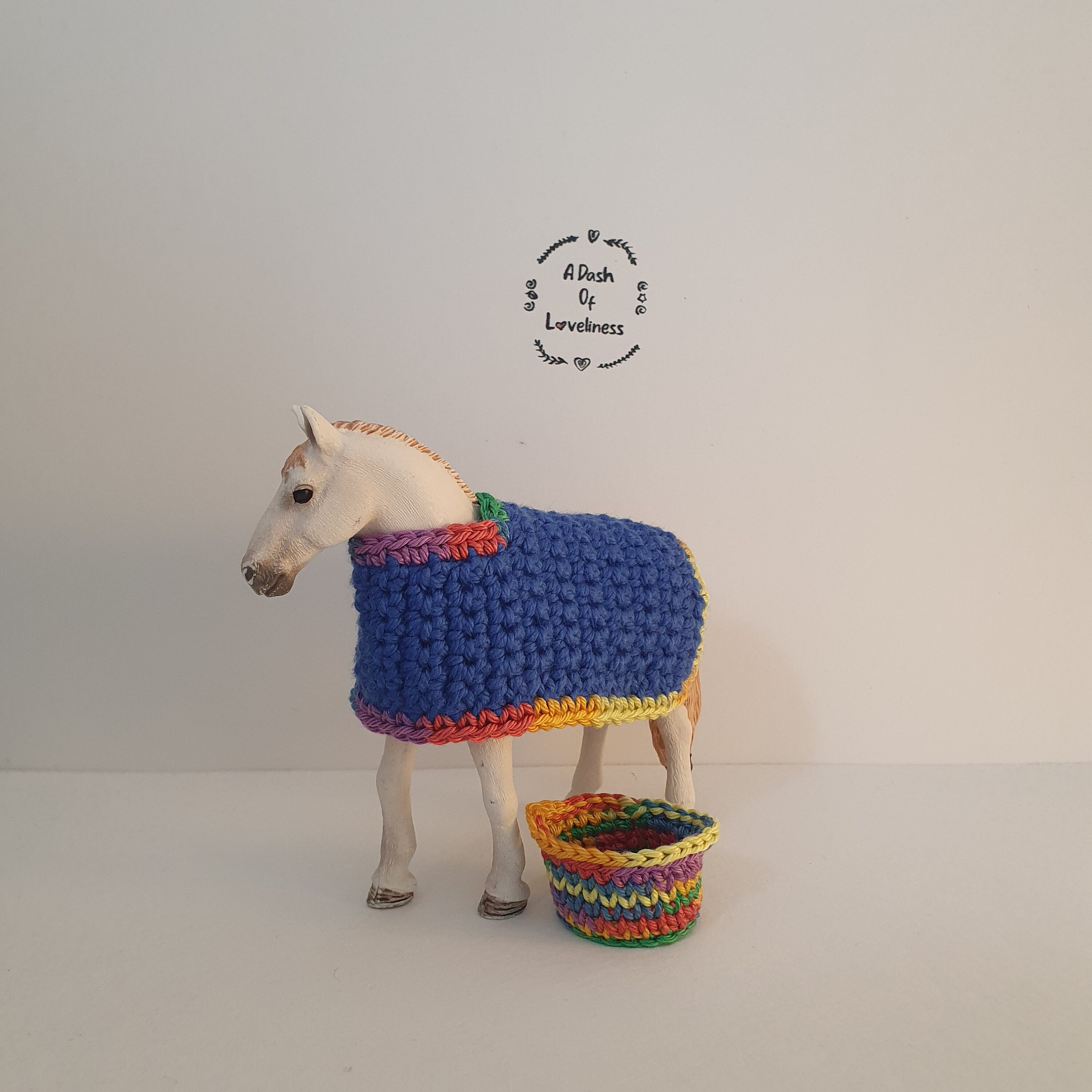 Crochet Horse Blanket & Bucket Set: 100% Cotton Schleich Tack - Etsy
