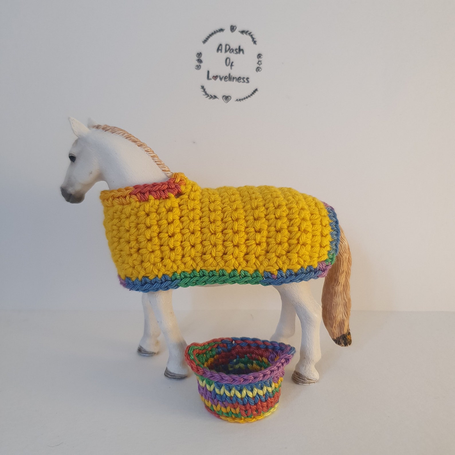 Crochet Horse Blanket & Bucket Set: 100% Cotton Schleich Tack - Etsy