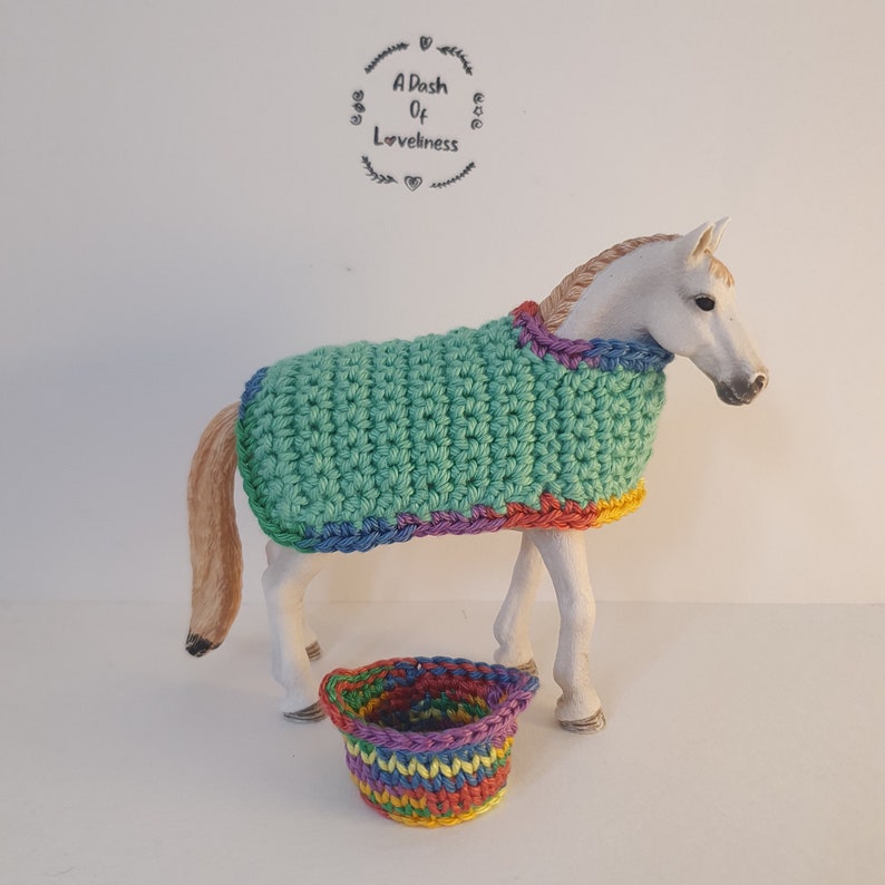 Crochet Horse Blanket & Bucket Set: 100% Cotton Schleich Tack - Etsy