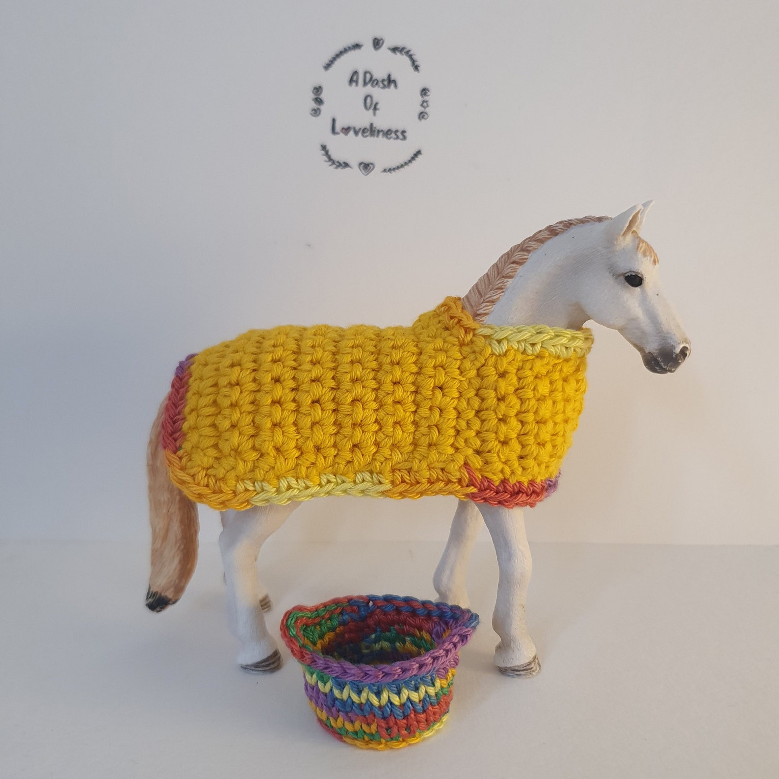 Crochet Horse Blanket & Bucket Set: 100% Cotton Schleich Tack - Etsy
