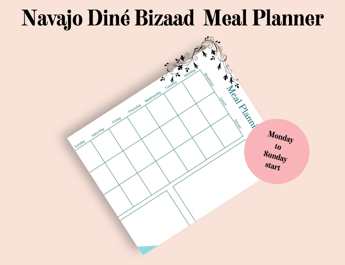 Weekly Meal Planner | Navajo Language - Etsy