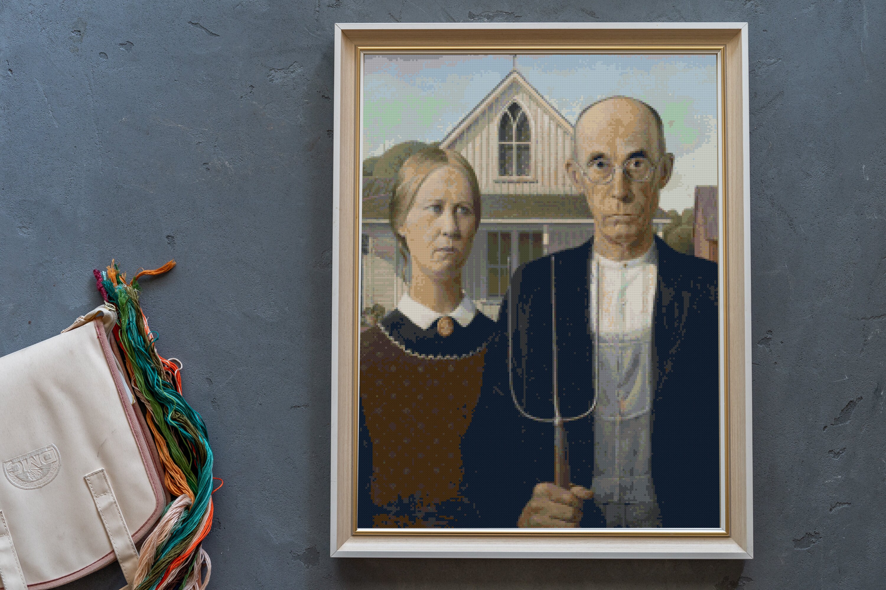 American Gothic BIG Grant Wood 1930 Famous Painting | Etsy