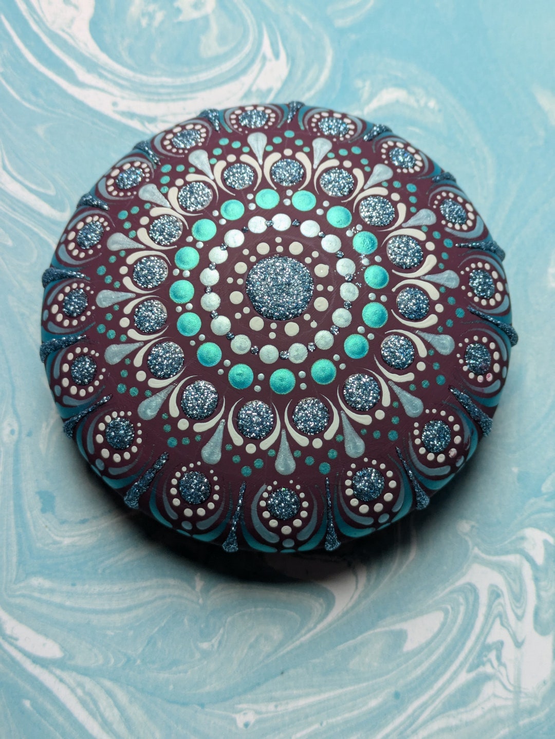 Mandala Stone Made of Ceramic Hand-painted / Paperweight / Meditation ...