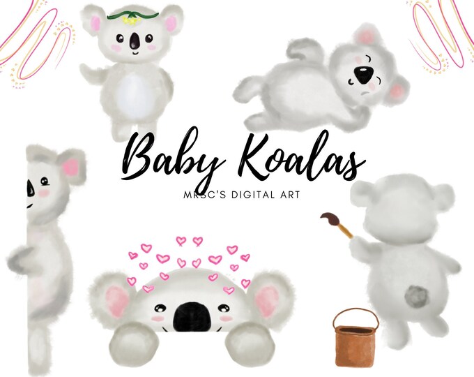 Watercolor Baby Koala Clipart, Instant Download for Personal Projects ...