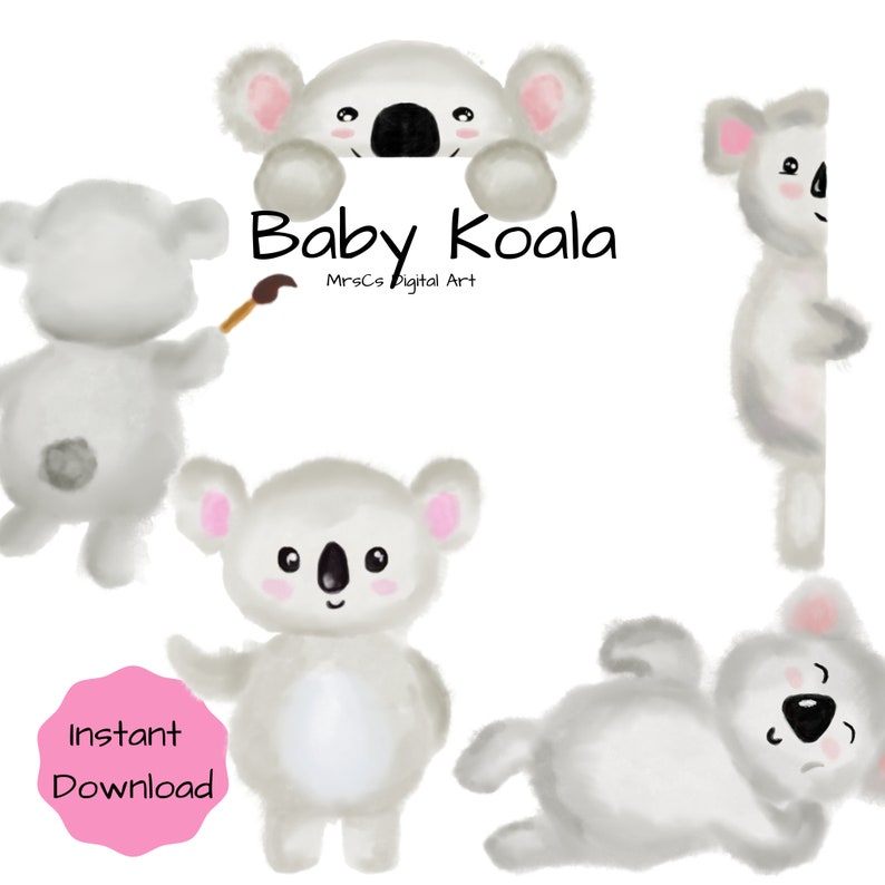 Watercolor Baby Koala Clipart Instant Download for Personal | Etsy
