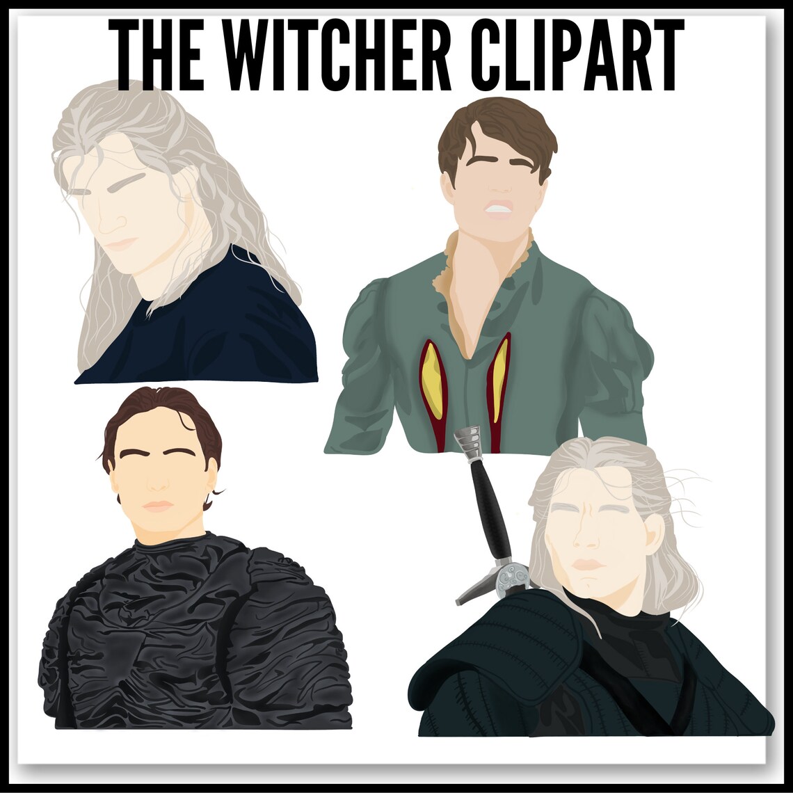 The Witcher Clipart, PNG Clipart,the Cast From the Witcher - Etsy