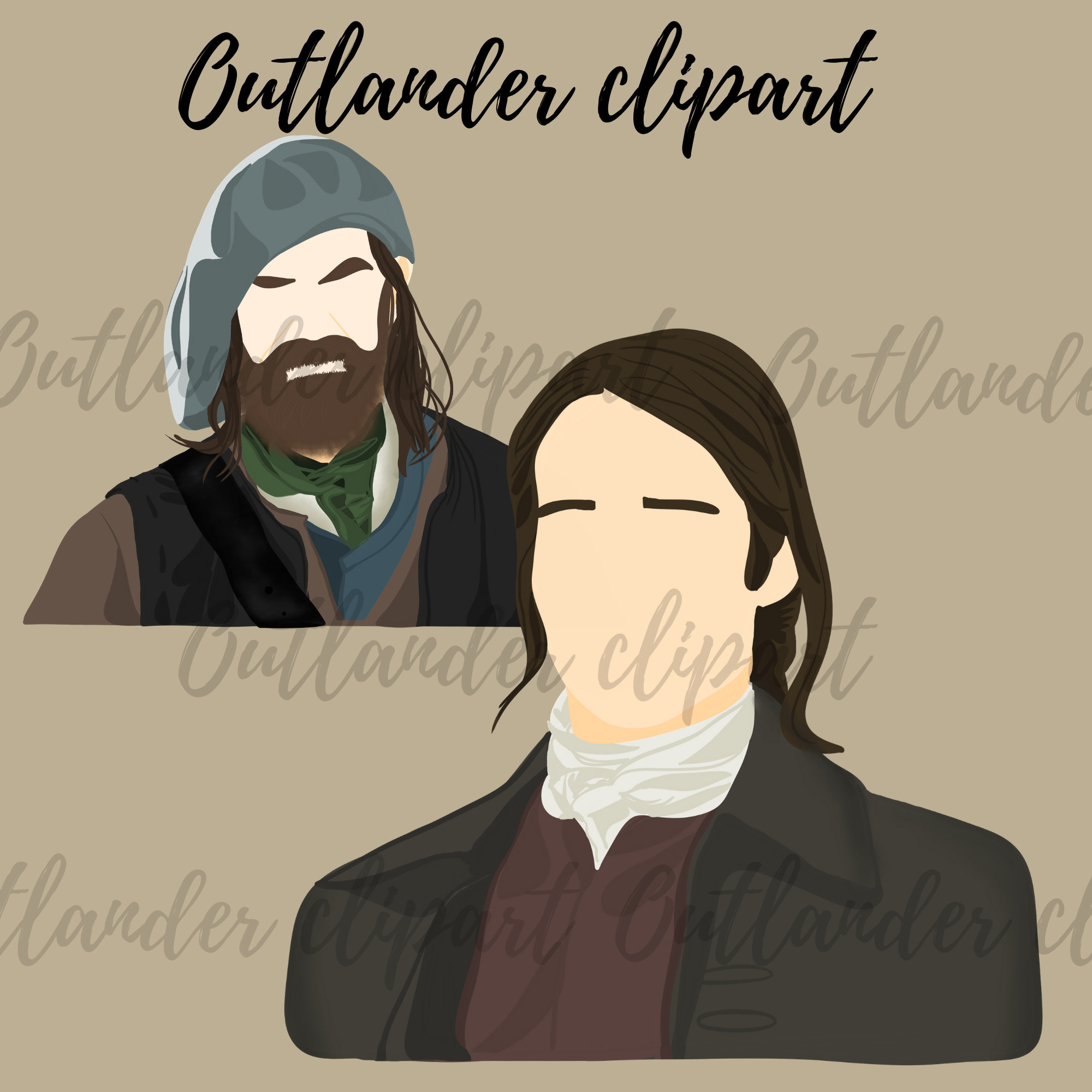Outlander Clipart Jamie and Claire Fraser Clip Art. - Etsy UK