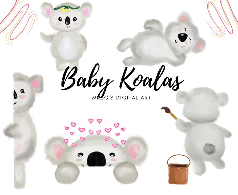 Watercolor Baby Koala Clipart Instant Download for Personal | Etsy