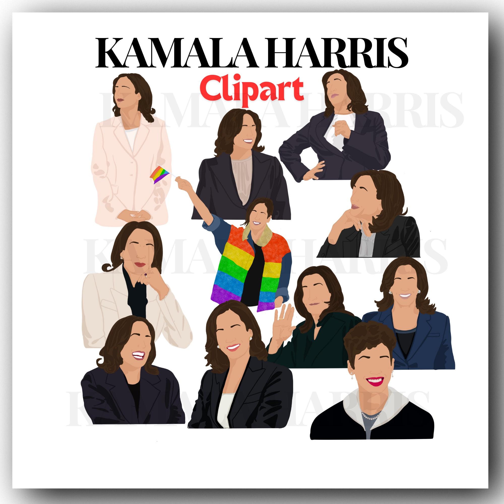 Kamala Harris Clipart Set, Kamala Harris PNG, Digital Art, Presidential ...