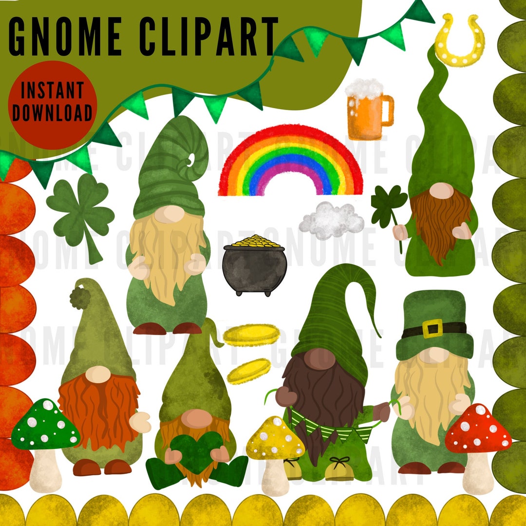 Gnome Clipart, St. Patrick’s Day Clipart, March Clipart Decorations - Etsy