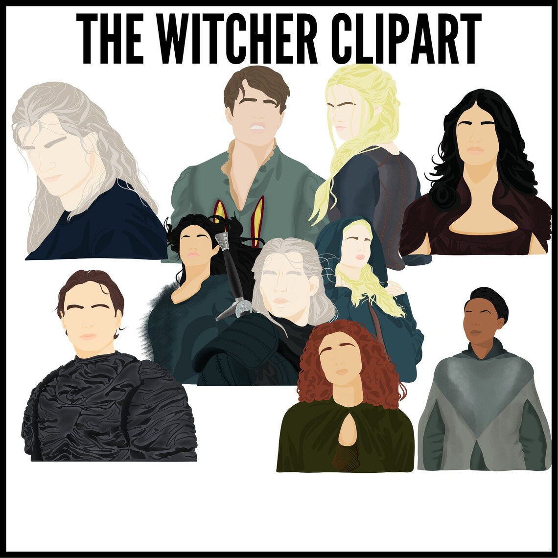 The Witcher Clipart, PNG Clipart,the Cast From the Witcher - Etsy