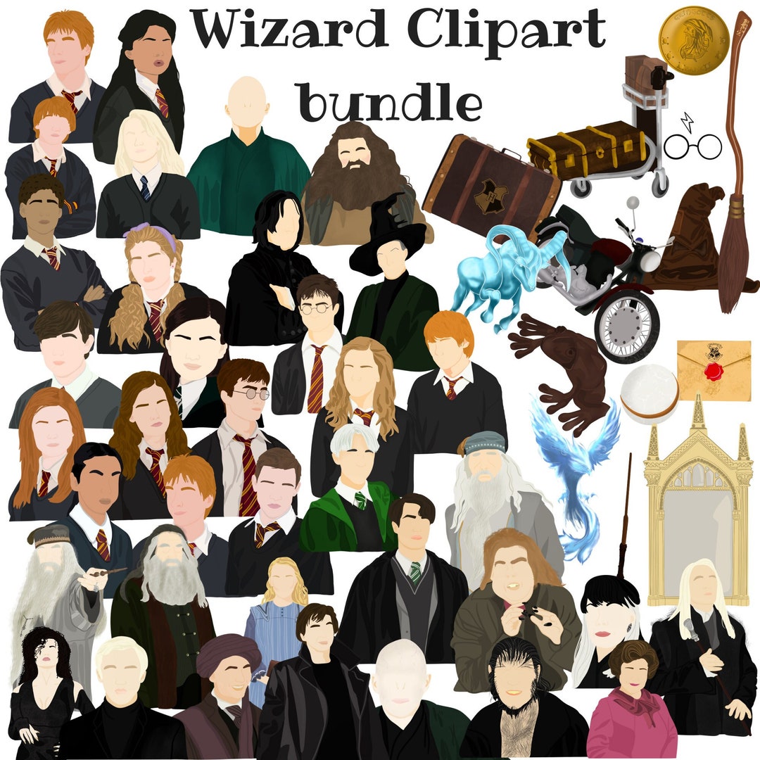 51 Wizard Characters and Items Bundle Magical Students, Hogwarts Bundle ...