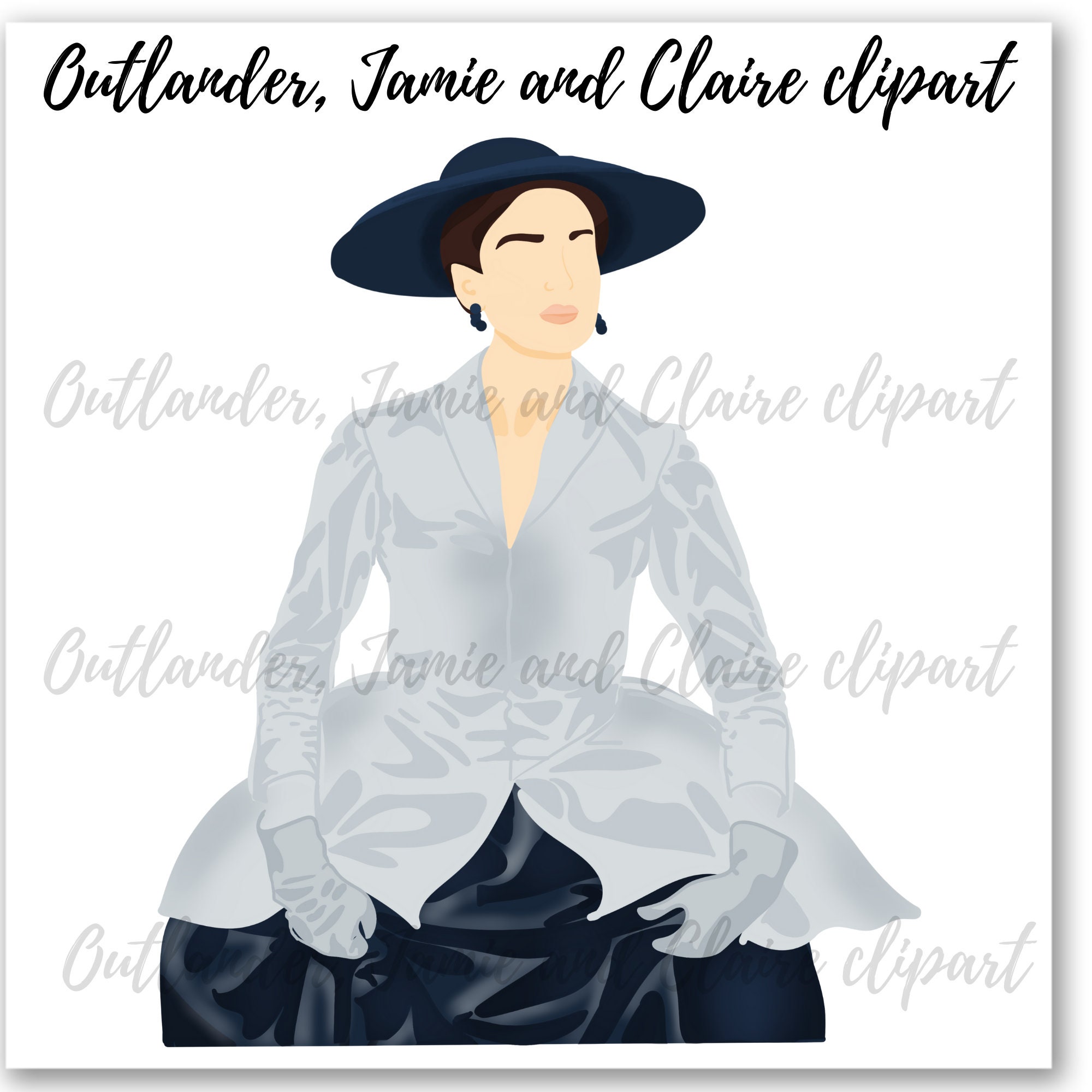 Sassenach Outlander Jamie y Claire Fraser Clipart set PNG - Etsy México