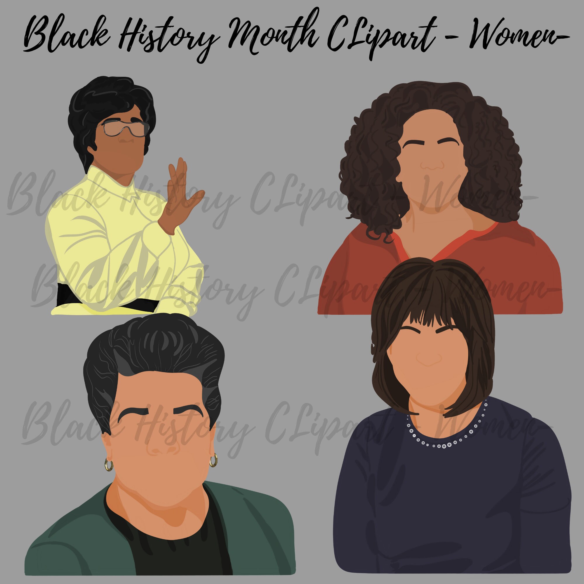 Black History Month Clipart, Inspirational Women Clipart - Etsy Singapore