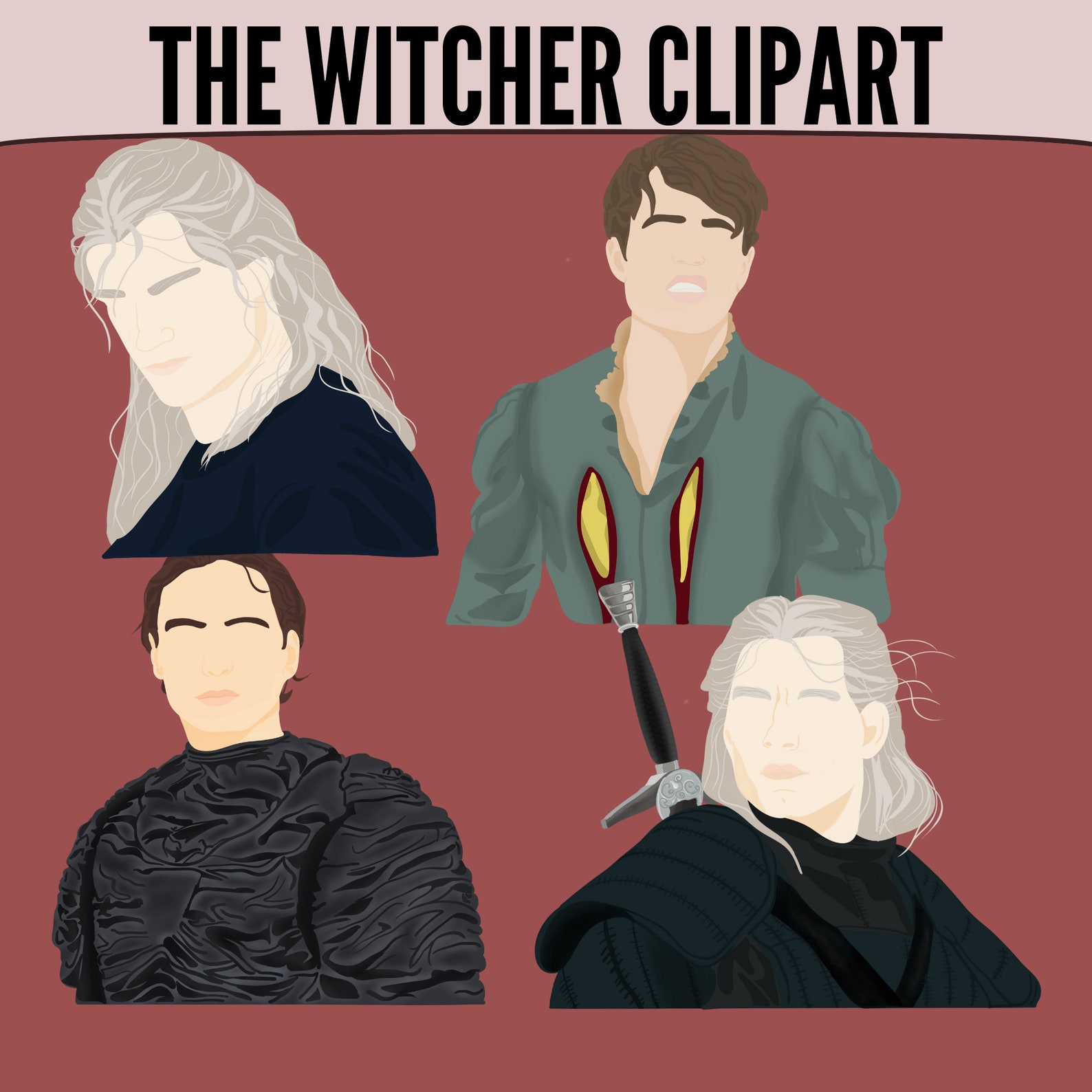 The Witcher Clipart, PNG Clipart,the Cast From the Witcher - Etsy