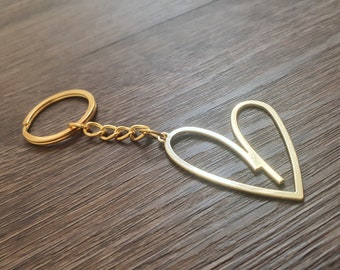 Gold Heart Keychain | Etsy