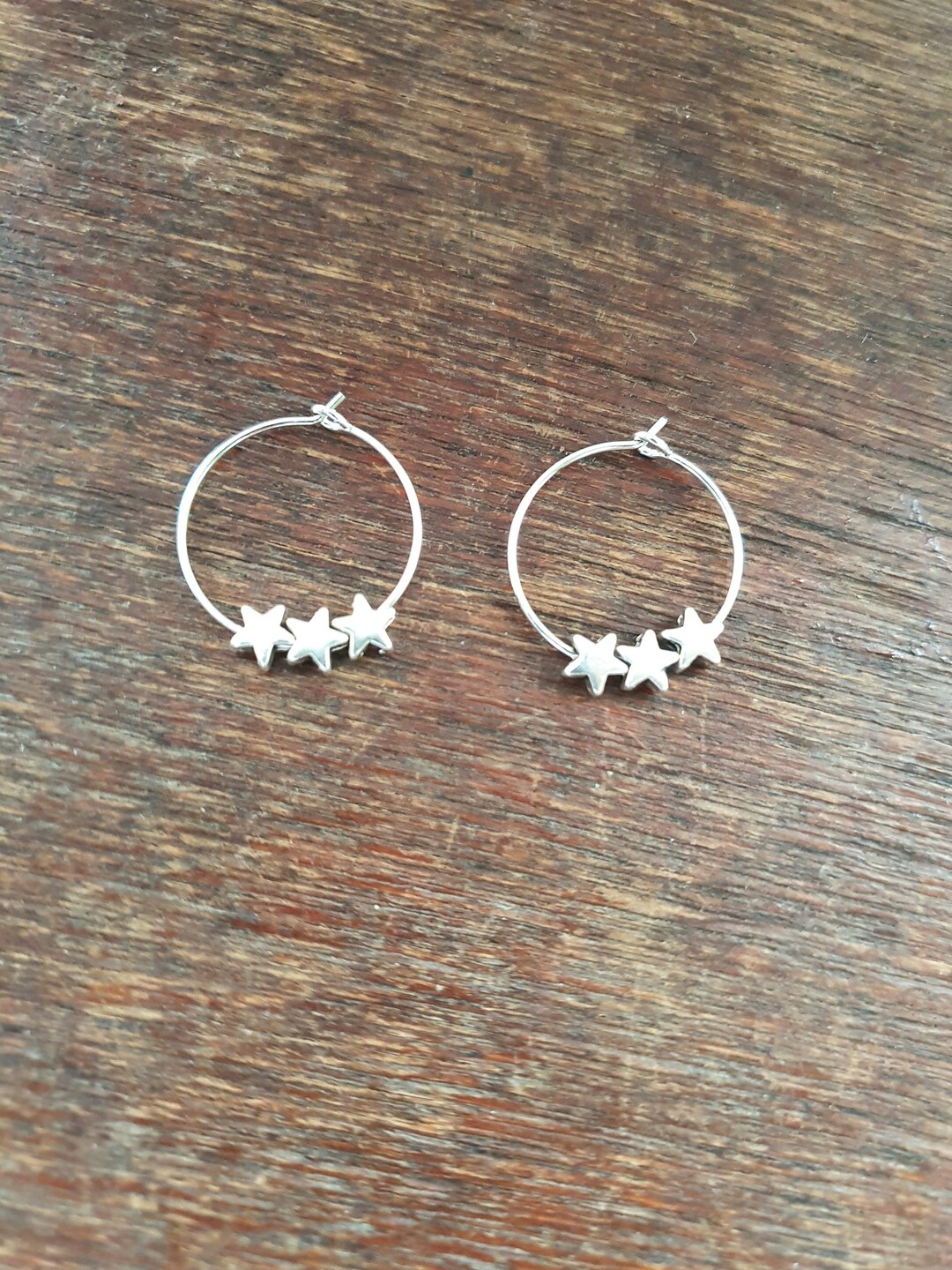 Small Silver Star Celestial Hoop Earrings - Etsy