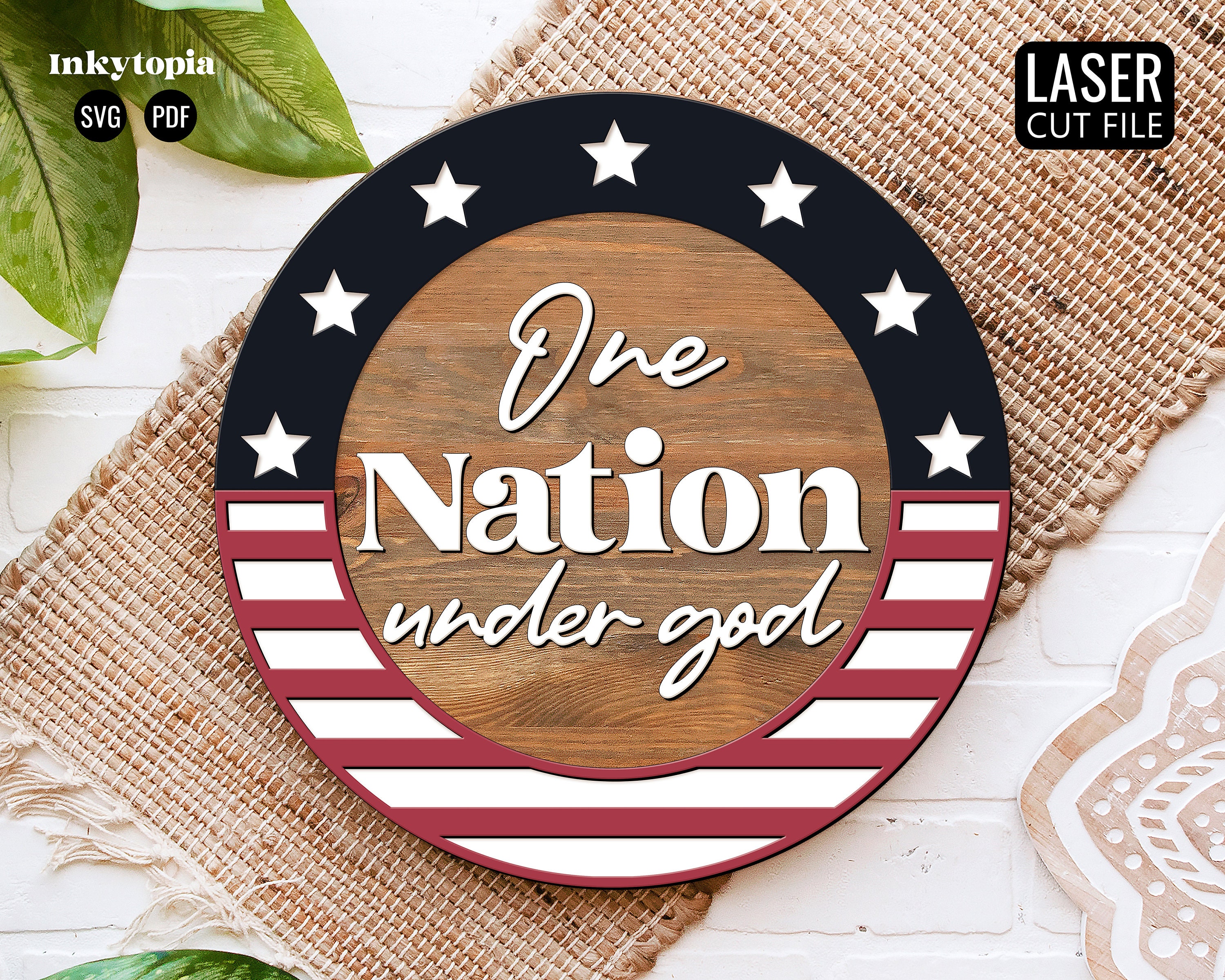 One Nation Under God SVG | 4th of July Svg | Independence Day Round ...