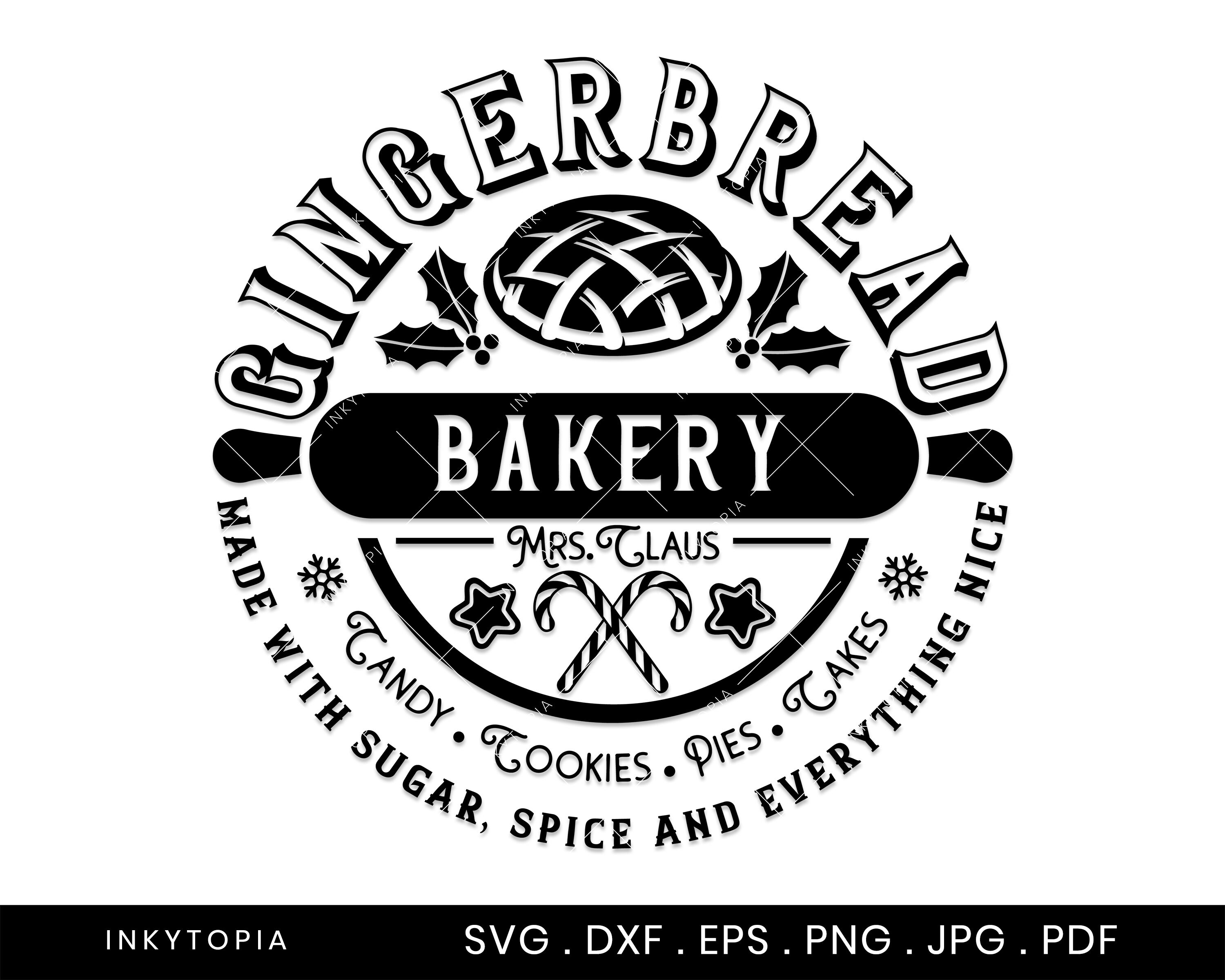 Gingerbread Bakery SVG Vintage Christmas Sign Svg Dxf - Etsy